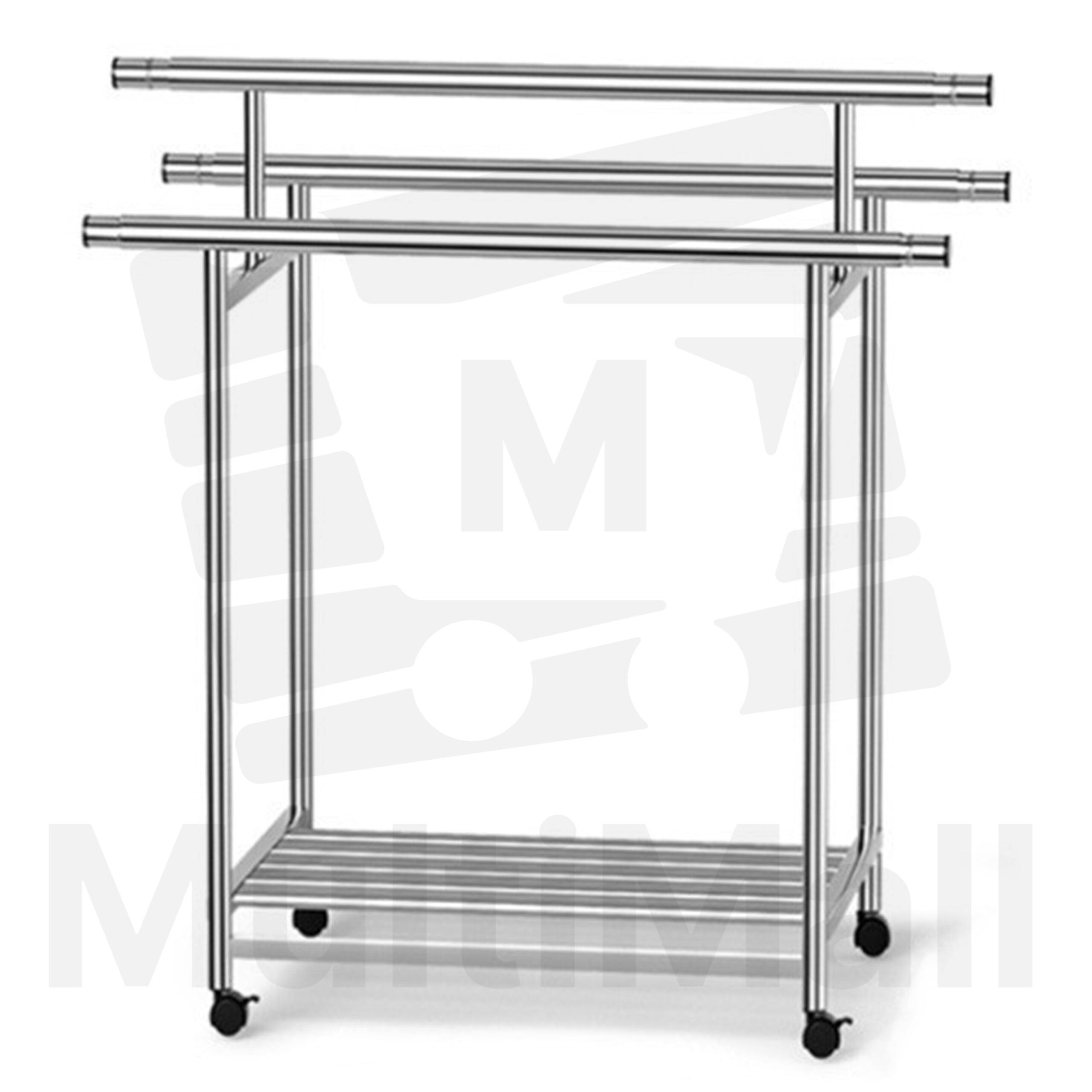 2.4M Poles Stainless Steel Laundry Rack, Extendable 3 Poles, Large ...